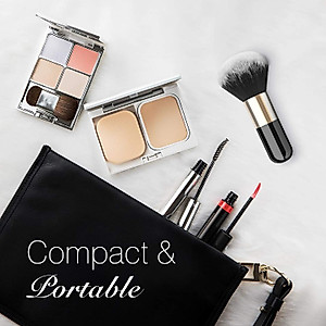 Luxspire Powder Makeup Brush, Flat Kabuki Brush, Single Large Makeup Brush Soft Face Mineral Powder Foundation Brush Blush Brush for Blending Makeup, Black & Gold