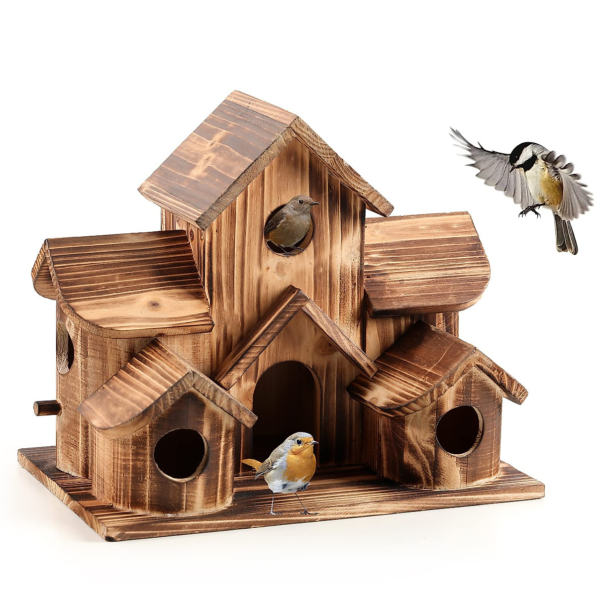 Bird House,Bird House for Outside,Hummingbird House with 6 Hole,Bluebird Finch Cardinals Hanging Big Birdhouse,Nesting Box Birdhouse for Backyard/Courtyard/Patio Decor.
