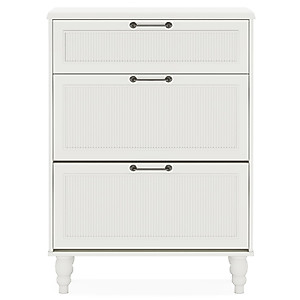 Tribesigns White Shoe Storage Cabinet: Shoe Organizer Cabinet with 2 Flip Drawers, Slim Freestanding Shoe Storage Rack, Wood Shoe Organizer for Entryway, Living Room, Closet