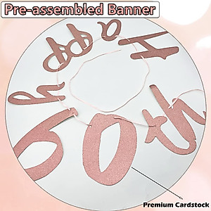 WOJOGO 60th Birthday Decorations Women, Rose Gold & Black Happy 60th Birthday Decorations Kit, Happy 60th Birthday Banner Hanging Swirls Birthday Cake Topper Balloons for Party Supplies