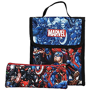 Marvel Multi-Character Backpack and Folding Lunch 6 piece Value Set for boys