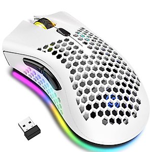 HETOETF Wireless Gaming Mouse Lightweight Honeycomb Design, Rechargeable RGB Backlight Computer Mouse with USB Receiver,Adjustable DPI,2.4GHz Wireless Mouse for PC/Mac/Laptop
