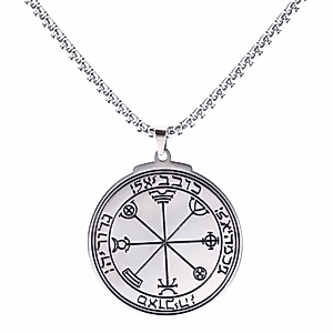 VASSAGO Third Pentacle of Mercury Key of Solomon Seal Pendant Necklace Stainless Steel Kabbalah Pagan Wiccan Amulet Jewelry for Men and Women