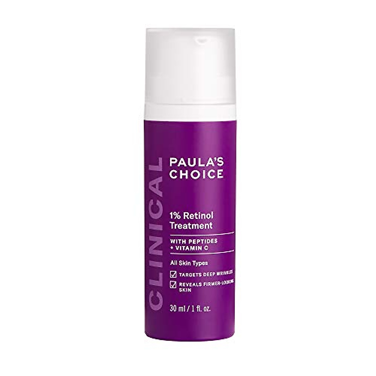 Paula's Choice CLINICAL 1% Retinol Treatment Cream with Peptides, Vitamin C & Licorice Extract, Anti-Aging & Wrinkles, 1 Ounce, PACKAGING MAY VARY