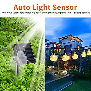 Lenreta 31FT 50LED Solar String Lights Outdoor 8 Modes Waterproof Solar Patio Lights Solar Lights Outdoor Decorative for Garden Yard Home Party Wedding Christmas Garden Solar Lights Patio Lights