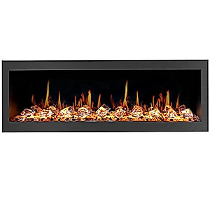 Litedeer Homes Latitude II 58" Smart Electric Fireplace with App, Crackling Fire Sounds, Diamond-Like Crystal, Black - ZEF58VC