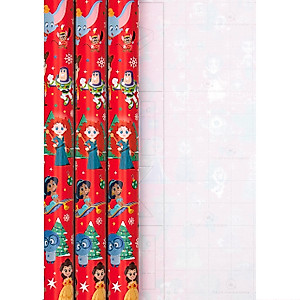 Hallmark 12m Multipack Christmas Wrapping Paper - 3 Rolls in Red Disney 100 Design