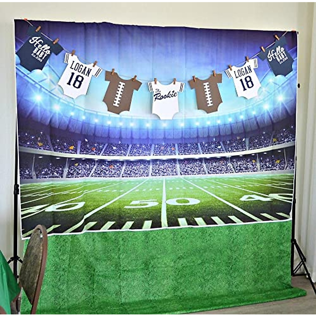RUINI Football Field Photography Backdrop Football Field AuditoriumLight Themed Party Backdrop 7x5FT