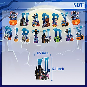 Stitch Halloween Birthday Party Decorations, Lilo Stitch Halloween Baby Shower Party Supplies Lilo Stitch Halloween Backdrop Banner Balloon Cake Topper Halloween Baby Shower Decoration for Girl Boy