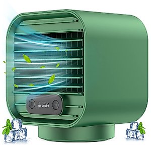 Personal Air Conditioner, Mini AC Portable Air Conditioner Rechargeable 2000mAh Evaporative Cooling Fan with 3 Speeds 100% Leakproof Design for Home Office, Car, Camping Tent