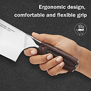 TUO Vegetable Cleaver 7 Inch- Pro Chinese Chef Knife German High Carbon Stainless Steel with Pakkawood Ergonomic Handle - Ultra Sharp Meat Cleaver for Home & Restaurant - Osprey Series with Gift Box