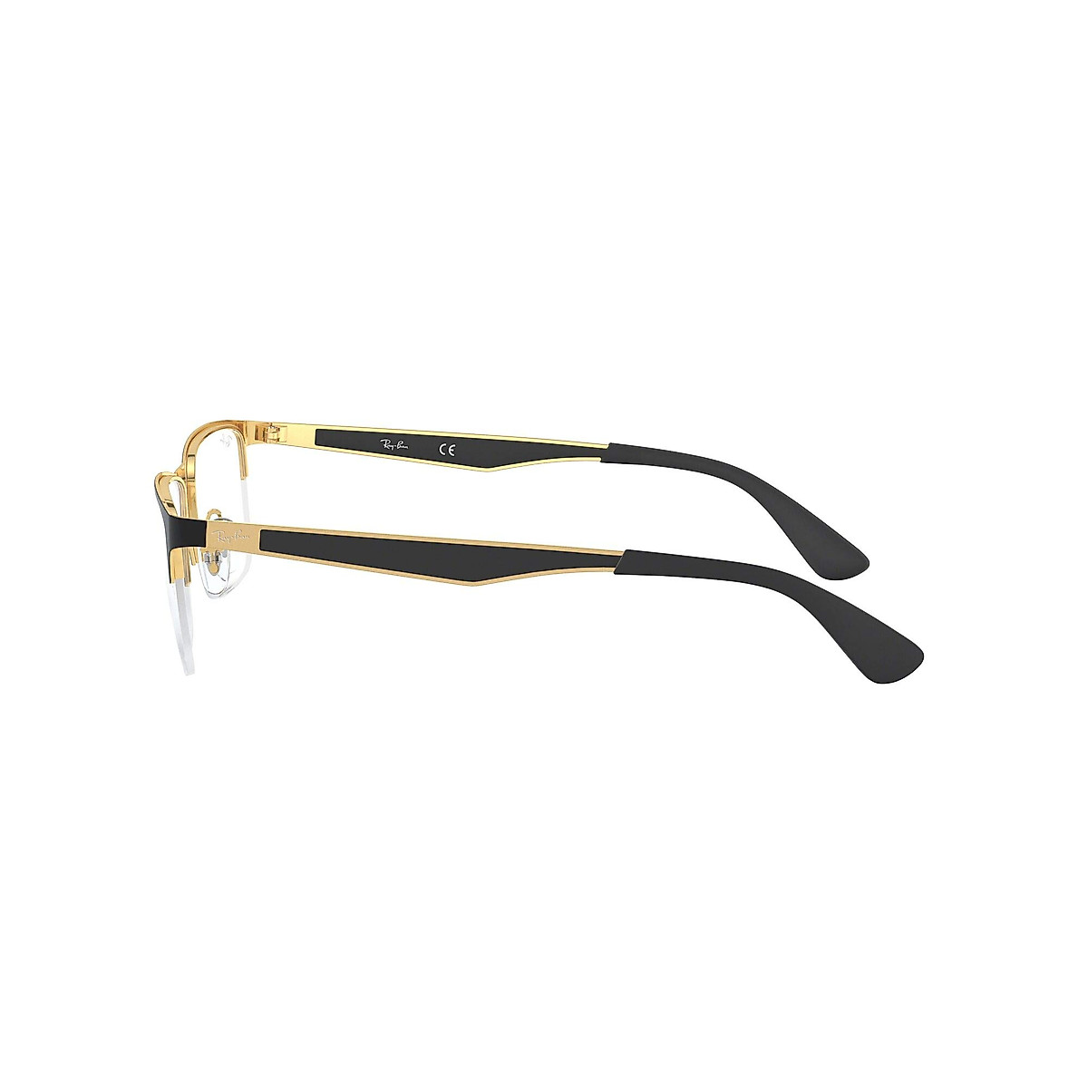 Ray-Ban RX6335 Rectangular Prescription Eyeglass Frames, Black On Arista/Demo Lens, 54 mm