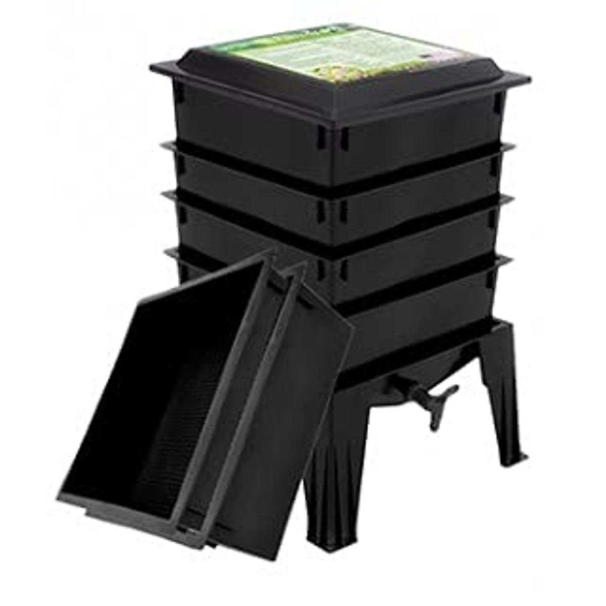 Worm Factory 360+2 - Black with 2 Extra Trays Year Round Indoor Composting System Made in USA