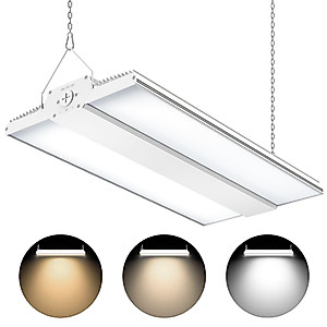 NUOGUAN Linear High Bay Shop Light 3 Wattage Adjustable, UL DLC Listed, 3000K/4000K/5000K LED High Bay Light, 150LM/W, AC100-277V, Commercial Bay Lighting for Warehouse Shop Garage(150W/120W/90W)