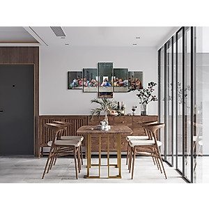 YOUHONG 5 Piece Christian Wall Decor Last Supper Wall Decor Leonardo Da Vinci Wall Art Jesus Pictures for Wall Religious Wall Decor for Dining Room Decor Ready to Hang (50''W x 24''H)