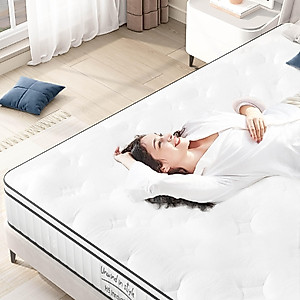 Twin Mattress,10 Inch Twin Size Mattress,Hybrid Mattress Twin In a Box,Individually Pocketed Innerspring,Fiberglass-Free Mattress,Medium Firm CertiPUR-US Certified,120 Nights Risk-Free Trial,White