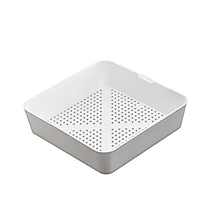 STEADYKLEEN - 8.5-inch Floor Sink Drain Cover Alternative, Square Drain Basket for Restaurants, Use Below 3 Compartment Sink. Sink Strainer with 0.19-inch Holes, Versatile Plastic Drain Screen Basket