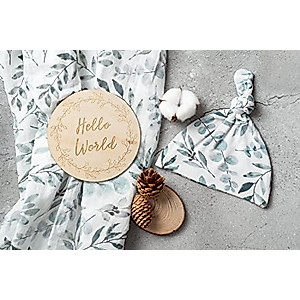 Miaoberry Eucalyptus Swaddle Set with Hat and Bow