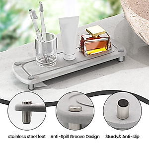 Sink Caddy Instant Dry Kitchen Sink Organizer Sponge Holder for Kitchen Sink Diatomaceous Pedestal Stand Riser with Stainless Steel Feet Protection for Modern Home (Light Grey)