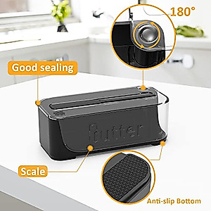 Butter Dish with Lid and Knife, Chesbung Butter Holder for Countertop, Butter Keeper Tray for West/ East Coast Butter, Covered Butter Container Butter Crock for Refrigerator (Black)