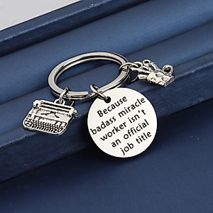 bobauna Administrative Assistant Keychain Secretary Gift Because Badass Miracle Worker Isn't an Official Job Title For Assistant Employee (badass administrative assistant keychain disc)