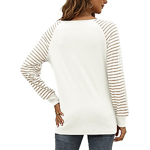 WEESO Womens Tunic Tops to Wear with Leggings White V Neck Blouses Dressy Casual M