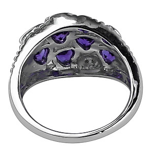 CARILLON Vintage 925 Sterling Silver Natural Amethyst Victorian Style Christmas Ring (Sterling Silver, 7)