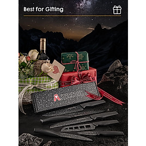 Knife Set, 6 Piece Kitchen Knife Set, High Carbon German Stainless Steel Knives Set, Non-stick Coating, Ultra Sharp, Dishwasher Safe