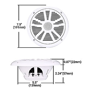 UTVpro Marine Audio System Stereo Speaker Package, Bluetooth, MP3 USB AM FM Marine Stereo - 2 x 6.5 Inch White Speakers, Antenna