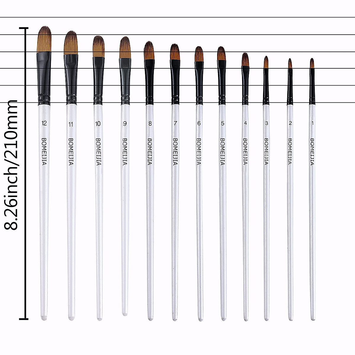 Filbert Paint Brushes Set, 12 PCS Synthetic Nylon Professional Artist Paint Brushes for Watercolor, Oil Painting, Acrylic, Face Body Nail Art, Crafts, Rock Painting