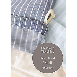 Reusable Bread Bags For Homemade Bread Sourdough 3 Pack XL 16.5 x 12 in Linen Bread Bags for Homemade Bread Storage, Lined Sourdough Bread Bags for Sourdough Rounds, Bread Storage For Homemade Bread