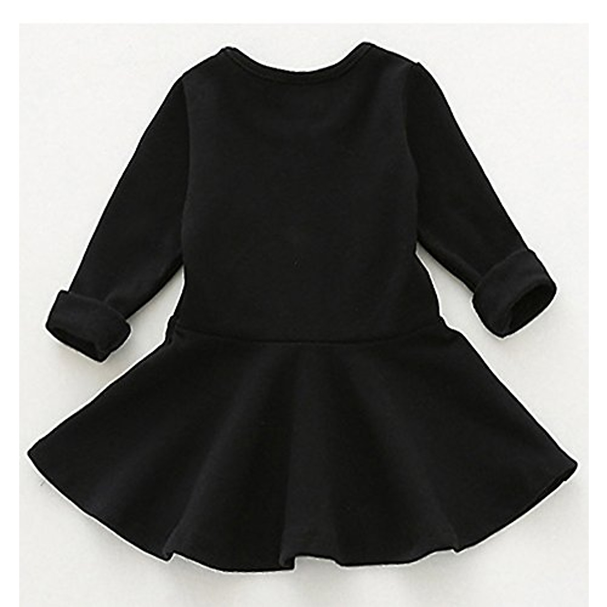 GSVIBK Baby Girls Cotton Dress Toddler Solid Dresses Girl Casual Ruffle Dresses 476 Black 110