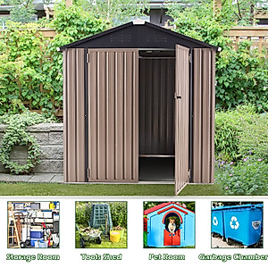 AECOJOY 6' x 6' Outdoor Storage Shed, Metal Shed with Design of Lockable Doors, Utility and Tool Storage for Garden, Backyard, Patio, Outside use