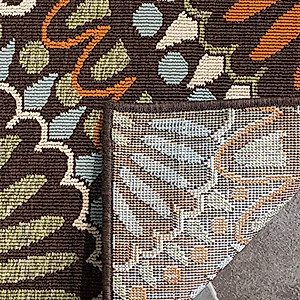 SAFAVIEH Veranda Collection 2'3" x 10' Chocolate / Terracotta VER091 Boho Floral Indoor/ -Outdoor Non-Shedding Easy -Cleaning Patio Backyard Porch Deck Mudroom Runner -Rug