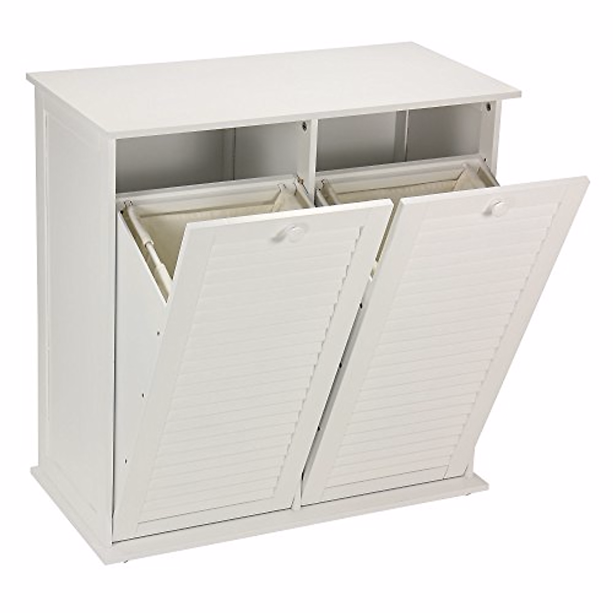 Household Essentials Tilt-Out Laundry Sorter Cabinet with Shutter Front, White