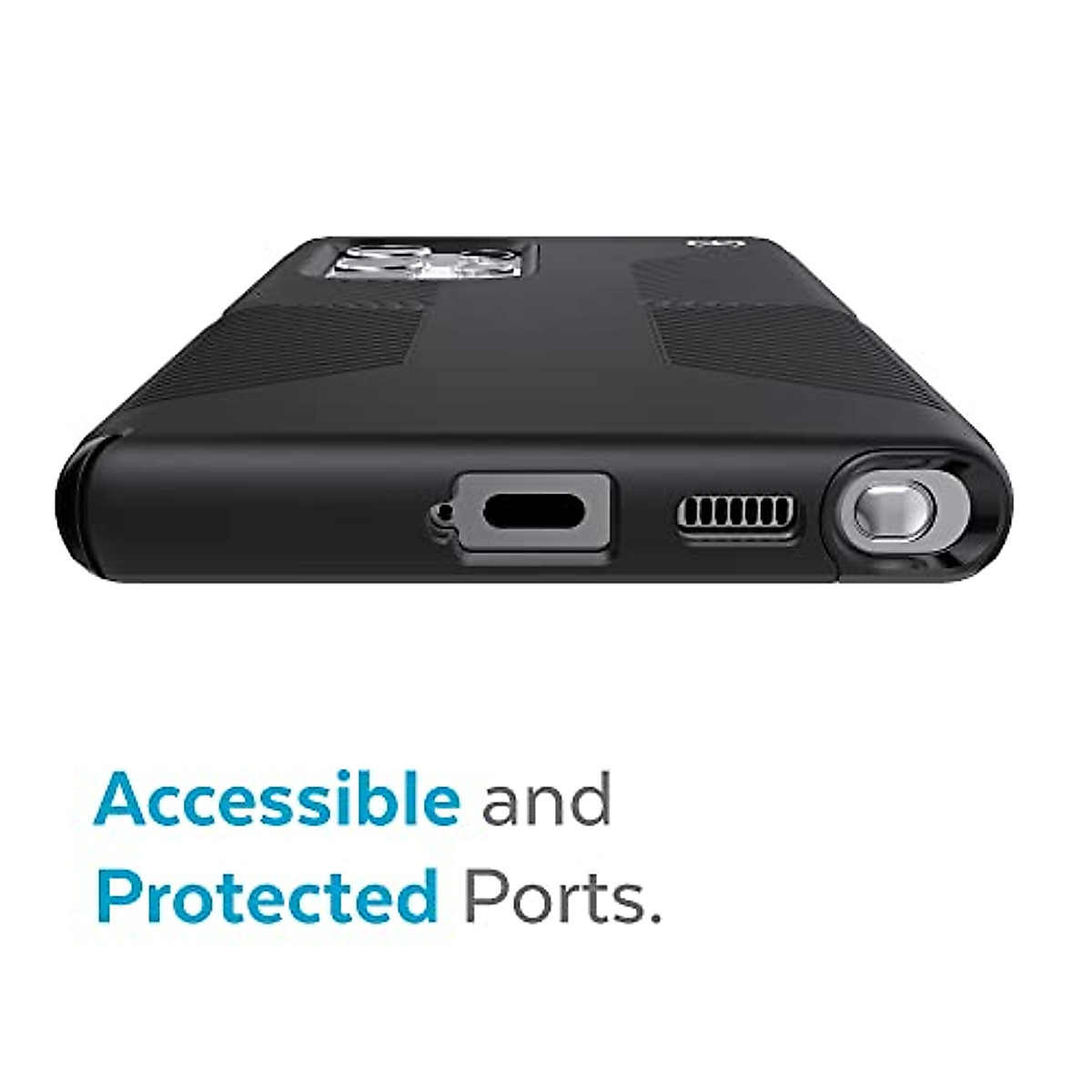 Speck Products Presidio2 Grip Samsung Galaxy S22 Ultra Case, Raised bezel, Black/Black/White