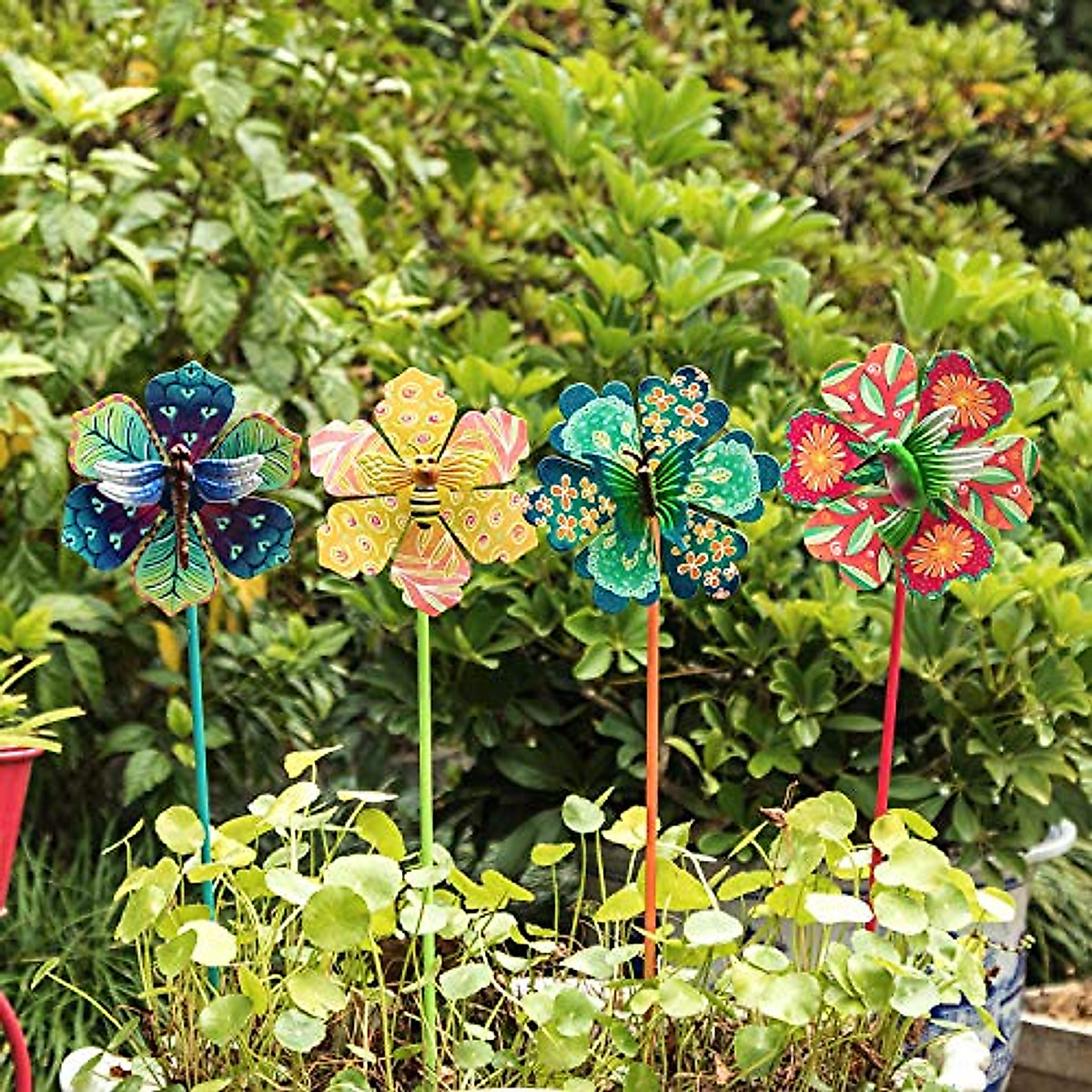 Floral Garden Stake Outdoor Garden Friends Spinning Plant Pick