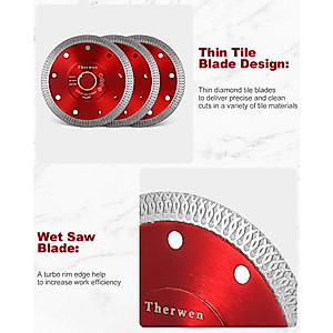 Therwen 20 Pcs Diamond Saw Blade 4.5 Inch Thin Tile Blade Bulk Tile Blade Diamond Cutting Wheel for Angle Grinder Cutting Porcelain Ceramic Tile Granite Marbles