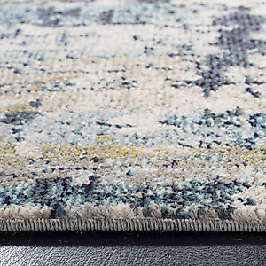 SAFAVIEH Madison Collection 9' x 12' CreamBlue MAD469B Modern Abstract Non-Shedding Living Room Bedroom Dining Home Office Area Rug