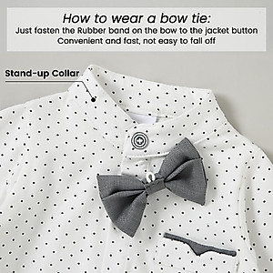 SOLOYEE Baby Boy Clothes Suits 6-9 Months Baby Boys Formal Wedding Outfits Long Sleeve Dress Shirt + Suspender Pants + Bowtie + Beret Gentleman Clothing Set (Grey, 6-9 Months)