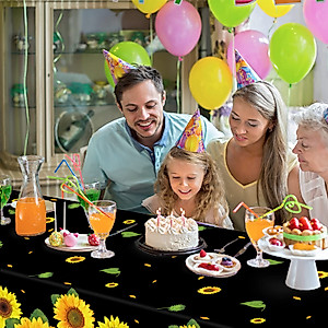 gisgfim 3 Pcs Sunflower Party Tablecloth Sunflower Birthday Table Cover Decoration Summer Party Supplies Favors Disposable Plastic Tablecloth Baby Shower Bridal Shower