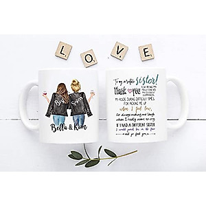 Custom Sister Mug from Sister, Sister Coffee Mug with Names, Personalized Sisters Cups, Christmas or Birthday Gifts for Sister from Sister, Sister Moving Away Mug, 11 or 15 Oz