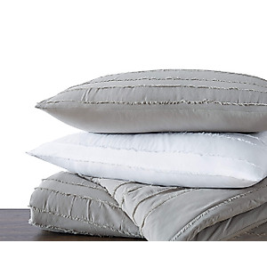 Brooklyn Loom Carlisle Stripe Duvet Set, Queen, White