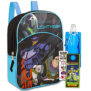 Toy Story Mini Backpack - Bundle with 11 Inch Lightyear Mini Backpack, Water Pouch, Toy Story Bookmark, More - Lightyear Preschool Backpack Boys Girls Toddler
