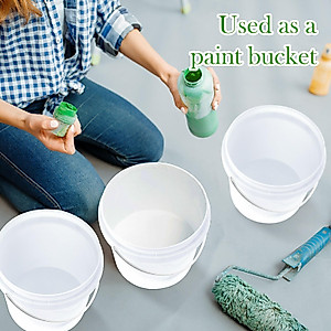 Yaomiao 10 Pcs 1 Gallon Bucket White Plastic Bucket Without Lids Paint Buckets Pails Paint Cans Storage with Handle Bucket Pail Container for Multipurpose Household Crafts Projects(1 Gallon)