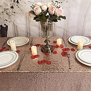 Trlyc Tablecloth 50- Inches Square Sequin Tablecloth Rose Gold