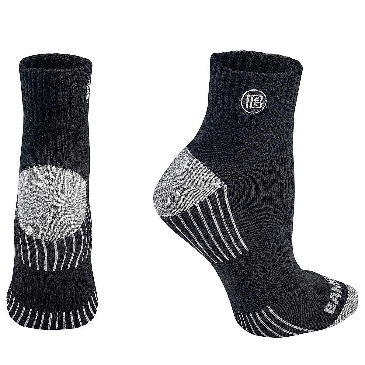 Premium Bamboo Crew Work Socks- Quarter High Moisture Wicking, Odor Eliminating Black Quarter Crew Socks for Men Size 9-12 - 3 Pair