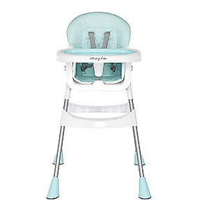 Dream On Me Portable 2-in-1 Tabletalk High Chair, Convertible Compact High Chair, Light Weight Portable Highchair, Aqua