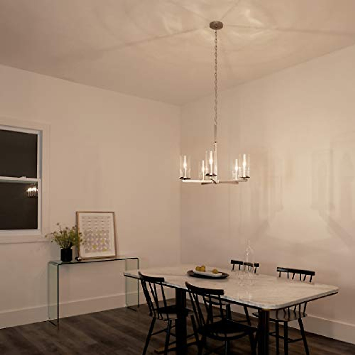 KICHLER Crosby 22.25" 5 Light Chandelier Clear Glass Brushed Nickel, White