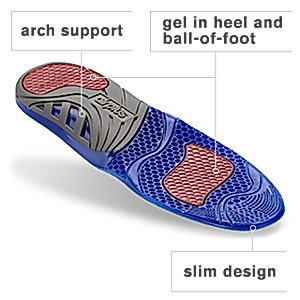 Airplus Extreme Active Gel Lightweight and Breathable Shoe Insoles for Cushion and Support, Men's, Size 7-13